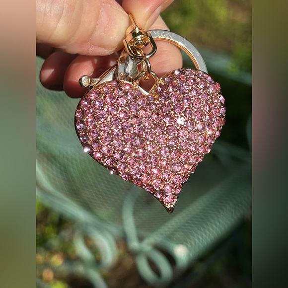 Other | New Pink Crystal Heart Keychain Bagcharm | Poshmark